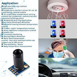 EC Buying MLX90614ESF-DCI Non-Contact Infrared Temperature Sensor Module High Precision Infrared Temperature Sensor Module Long Distance 50cm Serial Port IIC Suitable for Arduino/DIY (GY-906-DCI)