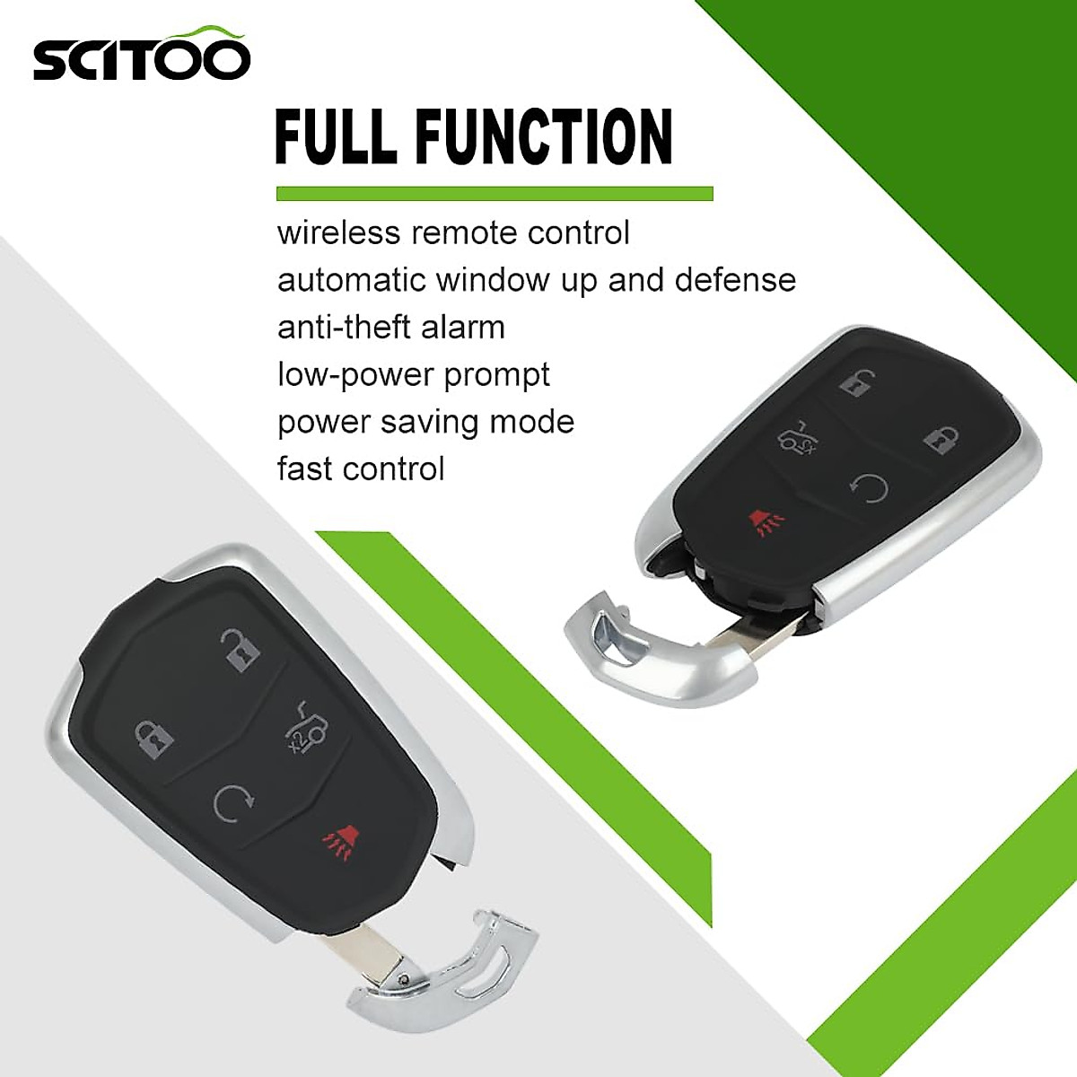 SCITOO 1 Pcs Remotes Key Fob for Cadillac ATS ATS-v Ct6 Ct6 Plug in for Cts Cts-v Cadillac Xts 2016-2020 433Mhz HYQ2EB