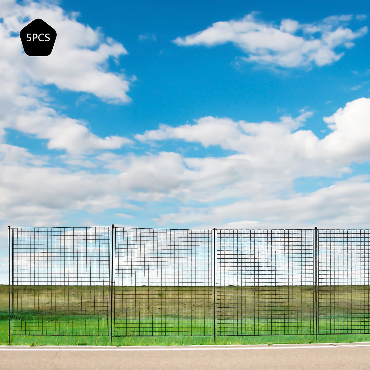 JINHZIXIU 15ft x 39in Metal Garden Fence Pannels Outdoor Landscape Patio Yard Fencing Border Heavy Duty Animal Barrier No Dig Metal Garden Fence and Gate Bundle 4 Panels&1 Gate