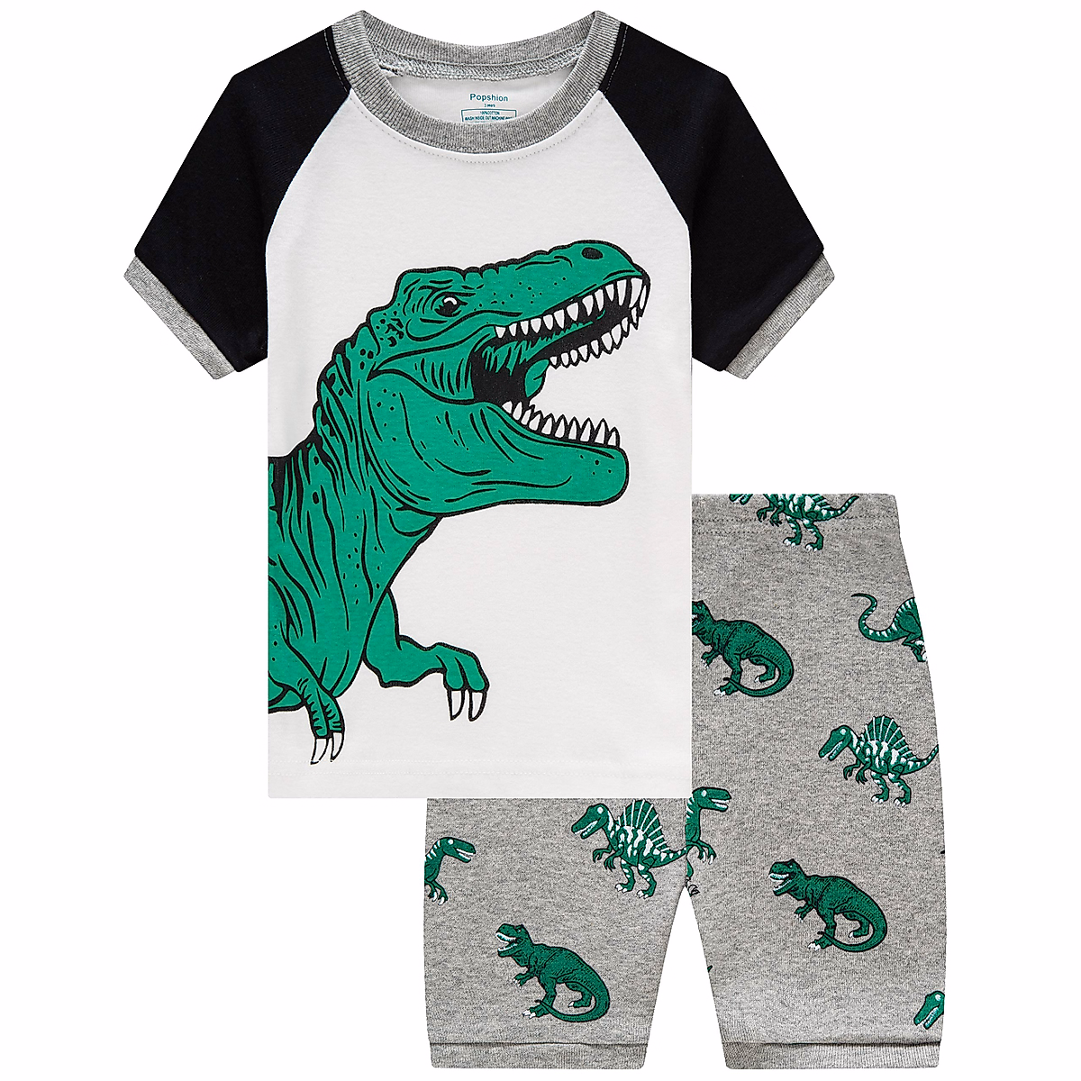 Akyzic Dinosaur Pajamas for Boys 100% Cotton Toddler T-Rex Pjs 2 Piece Jammies Short Sleeve Sleepwear Kids Summer Clothes Set Outfits Dino Pj Set 6t