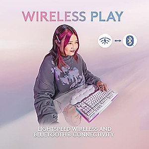 Logitech G715 Wireless Mechanical Gaming Keyboard with LIGHTSYNC RGB, LIGHTSPEED, Linear Switches (GX Red), and Keyboard Palm Rest, PC/Mac Compatible - White Mist