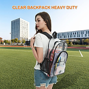 Clear Backpack Heavy Duty for School 17Inch Large Clear Bookbag for Adults Kids See Through Backpack with Wider Shoulder Straps for Concert Sport Work Games