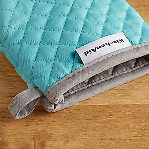 KitchenAid Asteroid Mini Oven Mitt, 5.5"x8", Aqua 2 Count