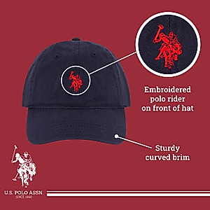 U.S. Polo Assn. mens U.s. Polo Assn. Washed Twill Cotton Adjustable Hat With Pony Logo and Curved Brim Baseball Cap, Navy Blue, One Size US
