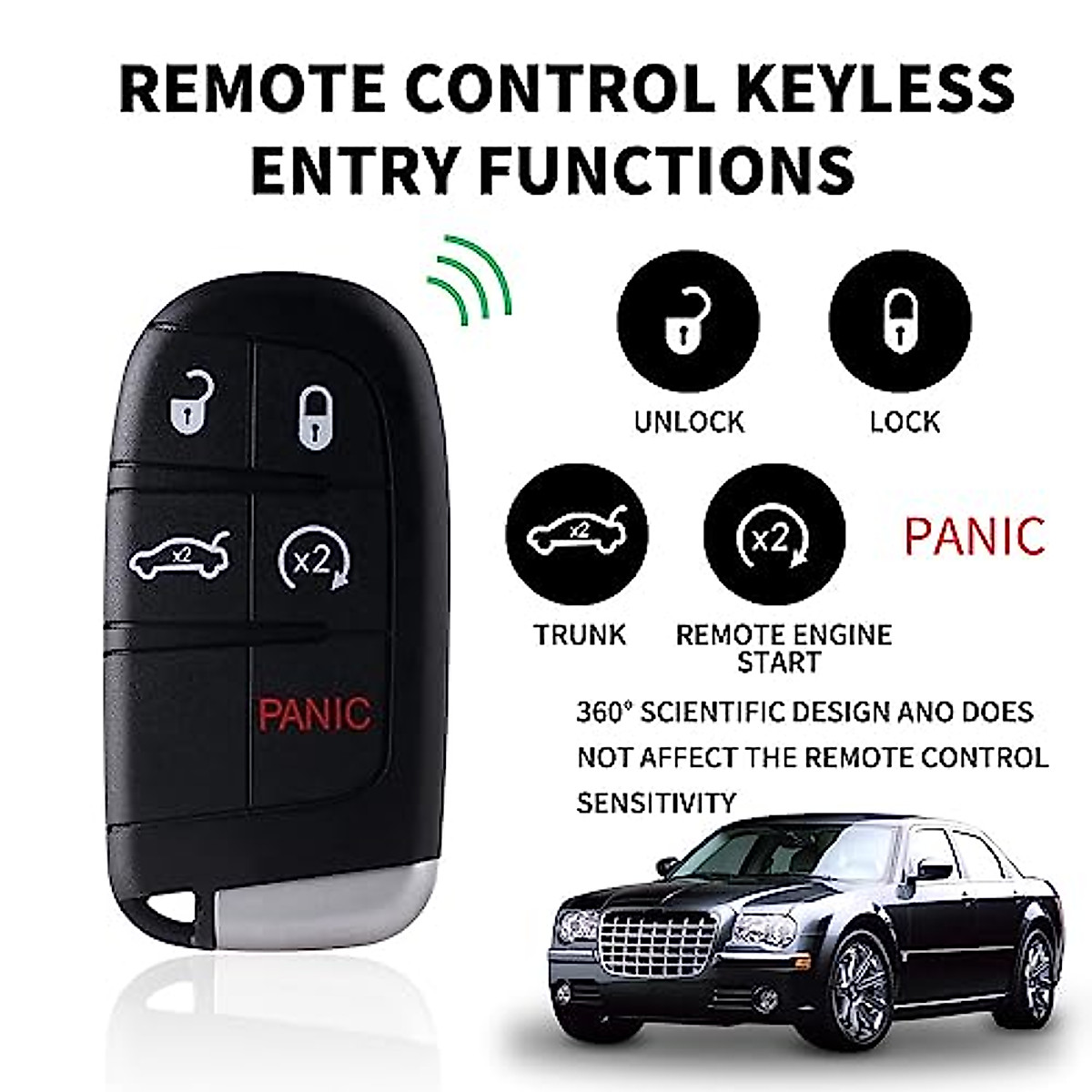 Smart Car Keyless Entry Remote Start Raryloy Key Fob Remote Replacement Fits for J_eep Grand Cherokee 2014-2021,FCCID:M3N40821302