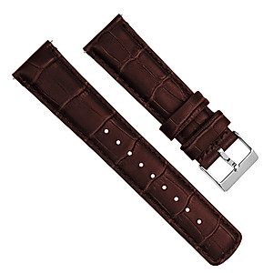 BARTON WATCH BANDS, 14mm Coffee Brown - Alligator Grain - Quick Release Leather Watch Bands