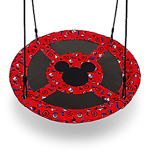 Disney Mickey Mouse 40-Inch Saucer Swing for Kids by Delta Children – Attaches to Swing Sets or Trees – Includes All Necessary Hanging Hardware & Rope