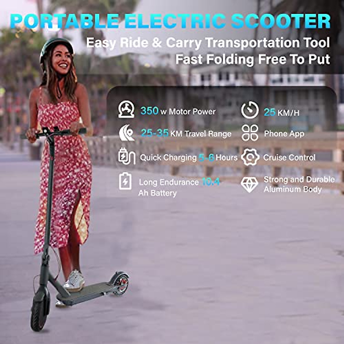 Electric Scooter for Adults, 350W Motor 36V/10Ah Lithium Up to 19 MPH & 21 Miles Long Range, 8.5" Honeycomb Tires Foldable and Portable Cruise Control Commuter Scooter for Adults