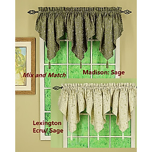 Today's Curtain Lexington Ascot 40" W x 25" L, Ecru/Sage