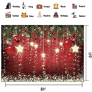 CHAIYA 8X6ft Red Christmas Backdrop Sparkling Stars Christmas Backdrops for Photography Glittering Stars Kids Christmas Backdrop for Pictures New Year Backdrop for Party Decorations cy128