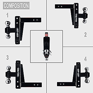 OPENROAD Adjustable Trailer Hitch Ball Mount Fits 2-Inch Receiver, 2’’ & 2-5/16’’ Dual Balls 12000lbs/7500LBS, 8" Drop/ 8" Rise Drop Hitch, Tow Hitch for Heavy Duty Truck with Stainless Steel Pins