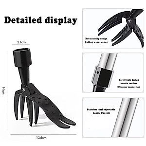 Weeder Stand Up Weed Puller Tool with Long Handle 4-Claw Steel Head Design Weeding Tool Easily Remove Without Bending, Kneeling, or Pulling for Vegetable Gardening Backyard Farm Weeding