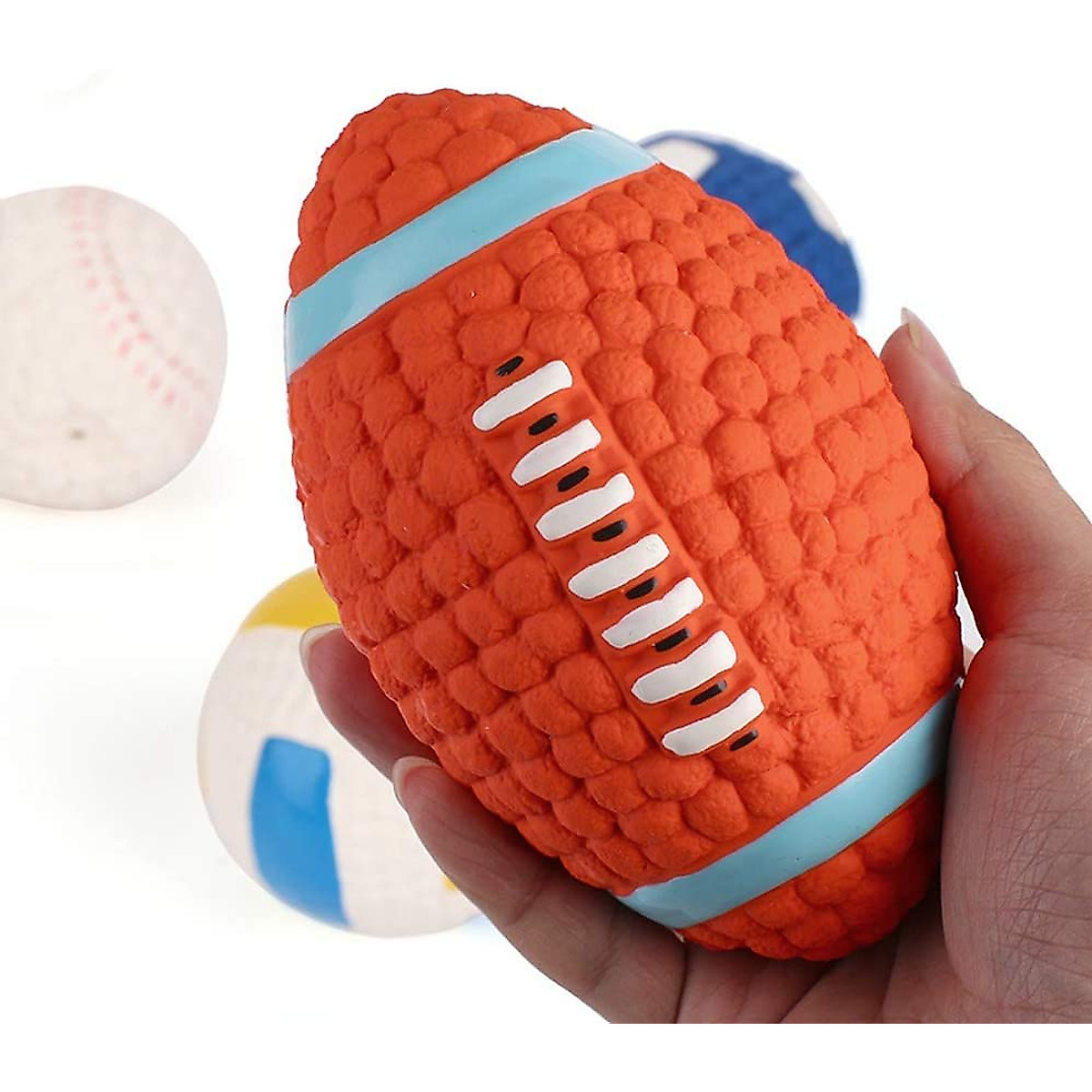 LifeCom Latex Dog Chew-Fetch Ball/Squeaky Dog Rugby/Football for Pet Toy/Floating Ball for Interactive Fetch & Play (Large)