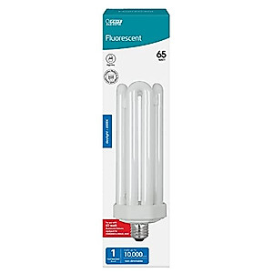 Feit Electric 300-Watt Equivalent CFLNI Quad Tube E26 Base with Mogul Base Adapter Non-Dimmable 65 Watt CFL Light Bulb, Daylight 6500K