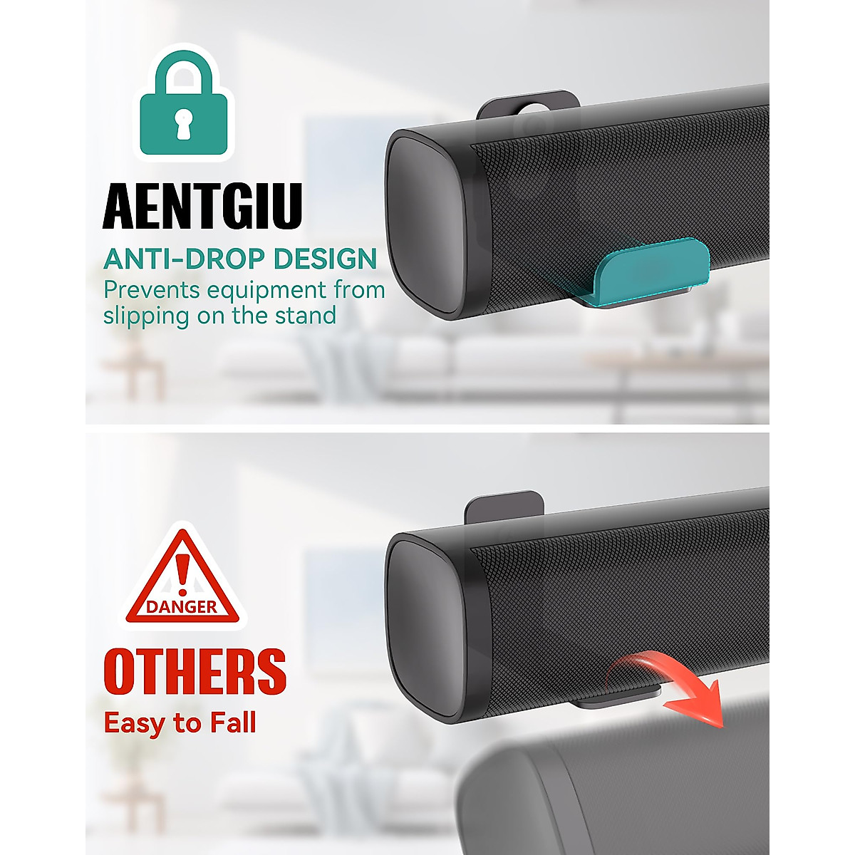 AENTGIU Sound Bar Wall Mount Bracket Universal Speaker Mounting Shelf Adjustable (3.4"-5.8") for Samsung, Vizio, Lg, Sony, JBL, Bose Soundbar Mount with Hardware Kit