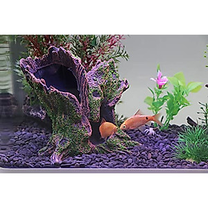 AQUA KT Aquarium Landscape Tree Stump Trunk Hollow Betta Cichlid Cave Rocks for Fish Hiding Tank Decoration Decorations