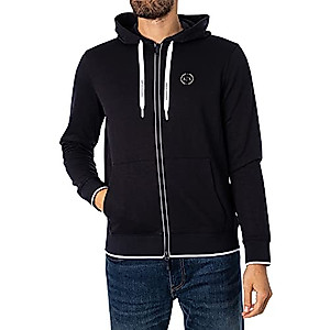 A|X ARMANI EXCHANGE mens Basic Zip Up Hoodie With Chest Logo Hooded Sweatshirt, Navy, XX-Large US