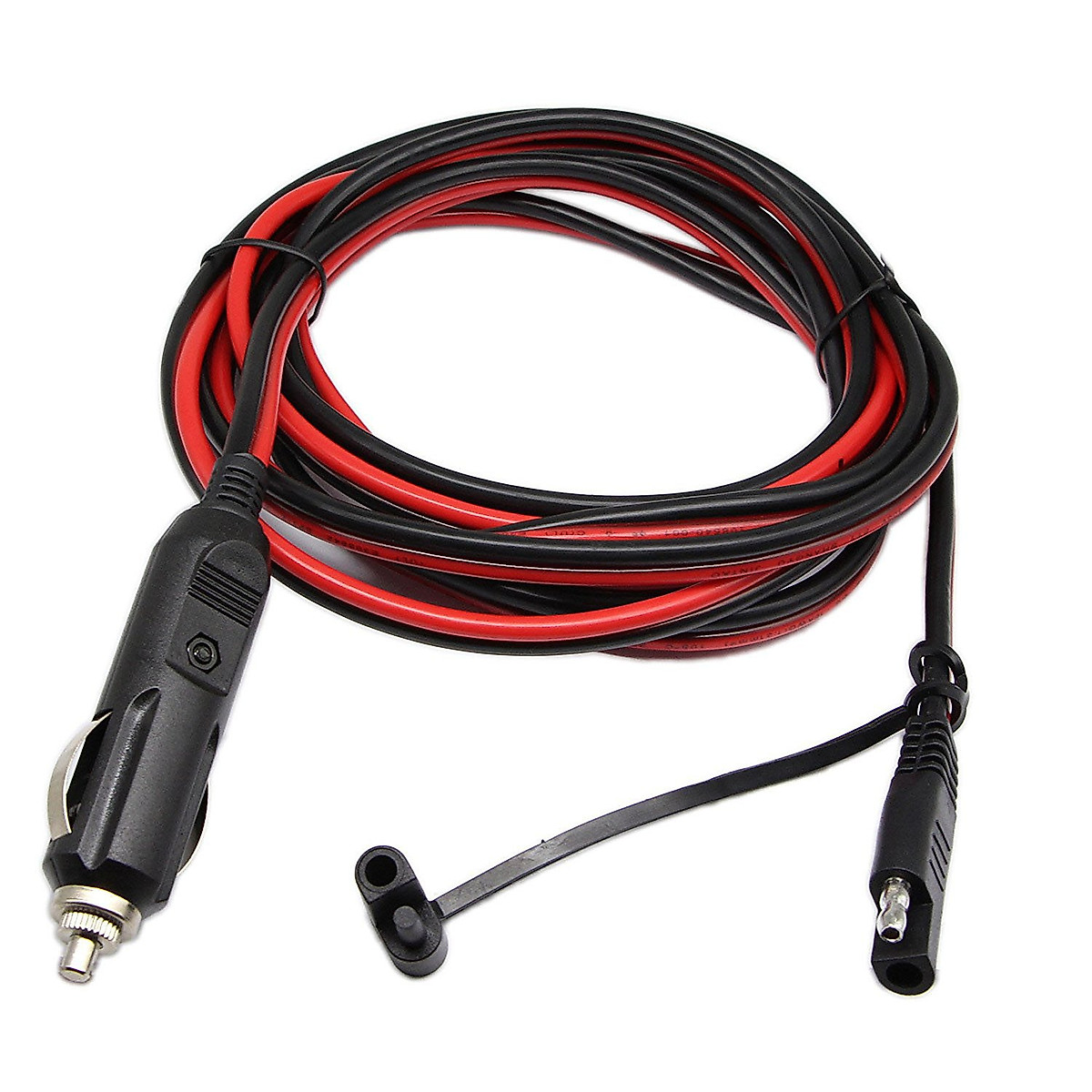 SinLoon Cigarette Lighter SAE Battery Charger Cable,12V 15A Cigarette Lighter Plug to Waterproof SAE Quick Release Adapter Extension Charging Cable with Fuse and LED Light(10FT,3 Meter)