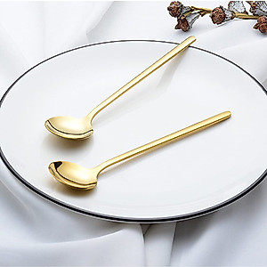 Pack of 6, Gold Plated Stainless Steel Espresso Spoons, Muulaii Mini Teaspoons Set Gold Spoons for Coffee Sugar Dessert Cake Ice Cream Soup Antipasto Cappuccino, 5.3 Inch