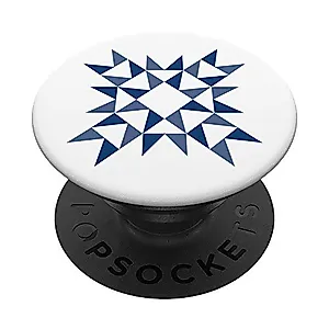 Blue Geometric Quilt Block Look PopSockets PopGrip: Swappable Grip for Phones & Tablets