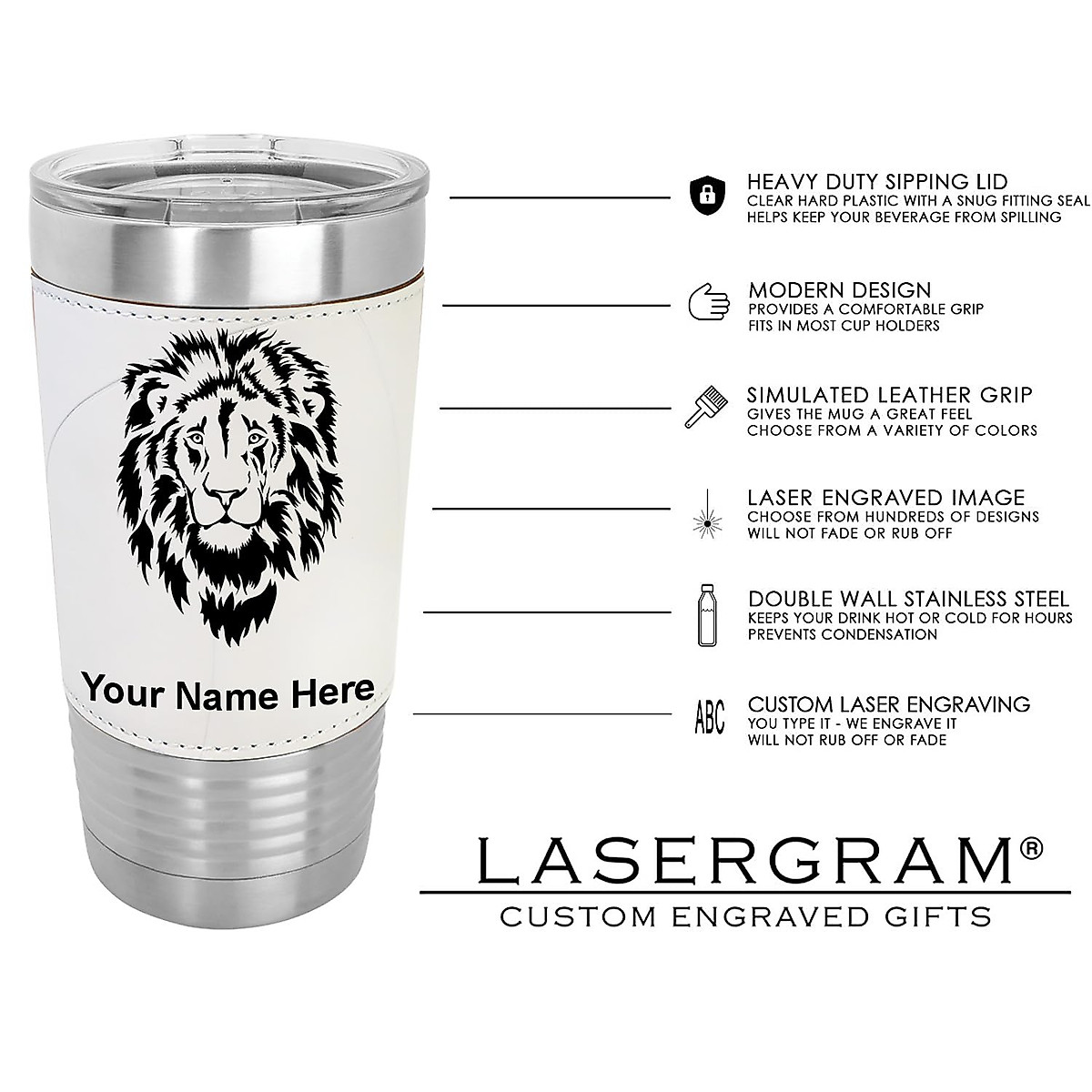LaserGram 20oz Vacuum Insulated Tumbler Mug, Flag of Albania, Personalized Engraving Included (Faux Leather, Volleyball Style)