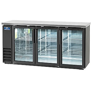 Arctic Air ABB72G 73-Inch Glass 3-Door Commercial Back Bar Refrigerator, 20.7 Cubic Feet and 84 6-Packs Capacity, 115v
