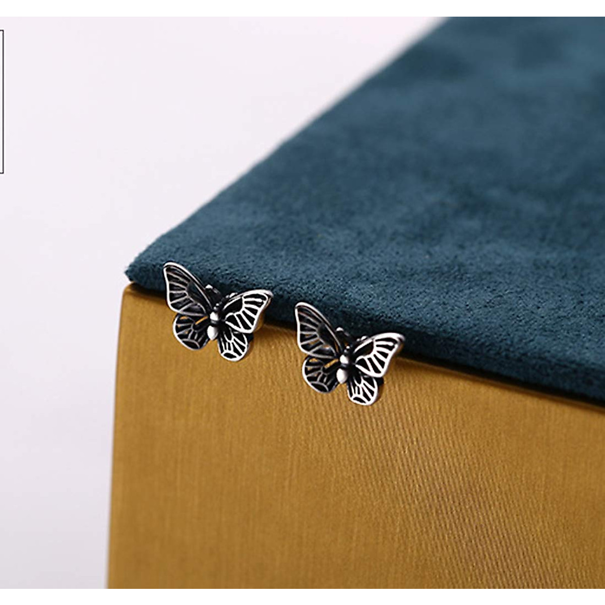 SLUYNZ 925 Sterling Silver Retro Butterfly Earrings Studs for Women Pretty Vintage Butterfly Studs