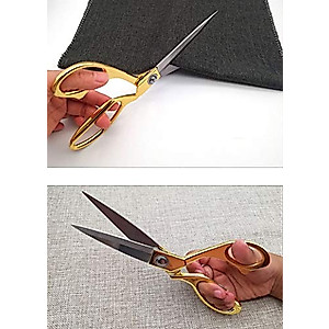 CABAX Stainless Steel Sharp Tailor Scissors for Clothing Dressmaking Shears Fabric Craft Cutting Adjustable Kitchen Scissors, Gold (9.5'')