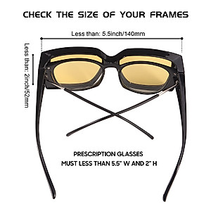 LVIOE Oversized Women Night Vision Glasses for Driving Fit Over Glasses with Polarized Yellow Tinted Lenses LN7519