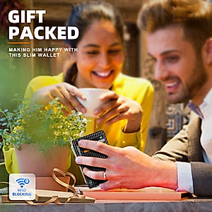 BULLIANT Slim Wallet, Skinny Minimal Thin Front Pocket Wallet Card Holder For Men 7Cards 3.15"x4.5",Gift-Boxed