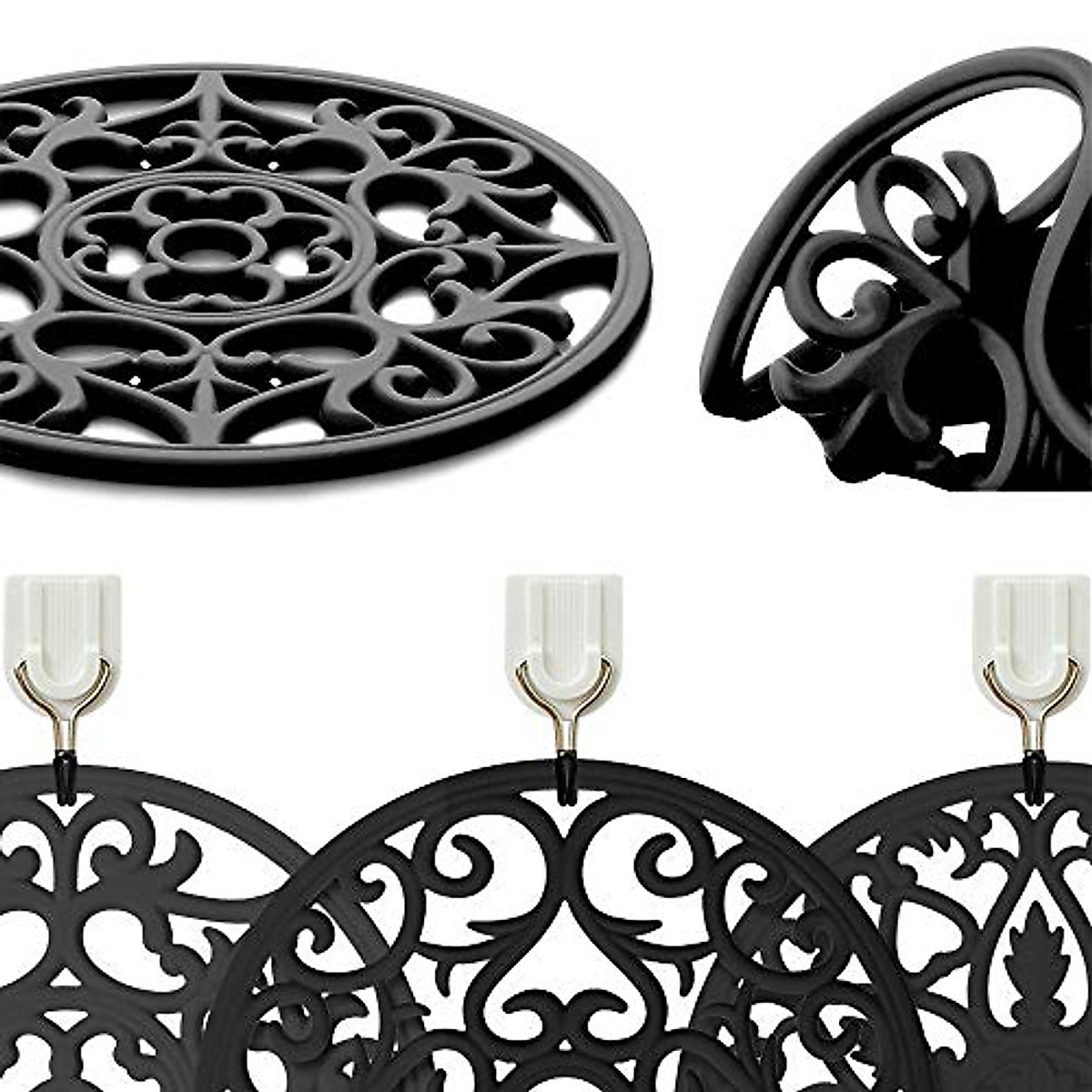 Boxiki Kitchen Silicone Trivet Mat | Trivets for Hot Dishes | Silicone Pads | Silicone Trivets | Silicone Microwave Mats | Pot Mat | Mexican Wall Decor (Black)