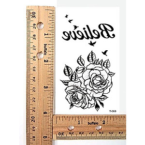 rose believe word temporary tattoo stocking stuffing