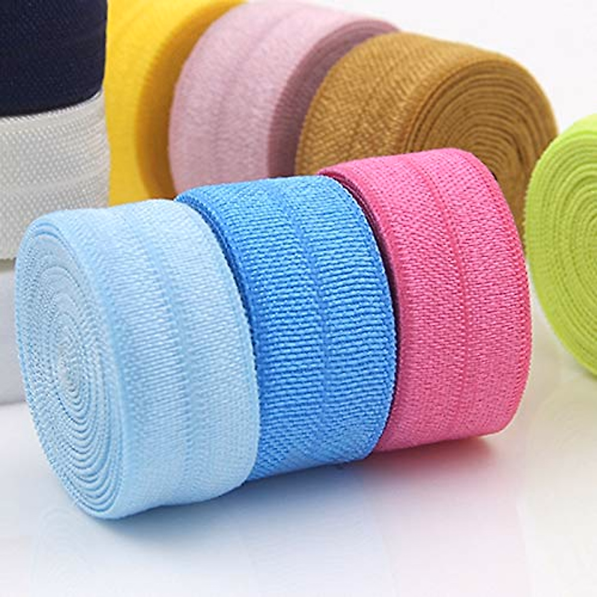 SELCRAFT 5yards/Lot 5/8" 15mm Elastic Band Multicolor Fold Over Spandex Elastic Ribbon for Sewing Lace Trim Waist Band Garment Accessory num.103