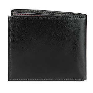 Tommy Hilfiger Men's Leather Wallet – Slim Bifold with 6 Credit Card Pockets and Removable ID Window, Oxford Black, One Size