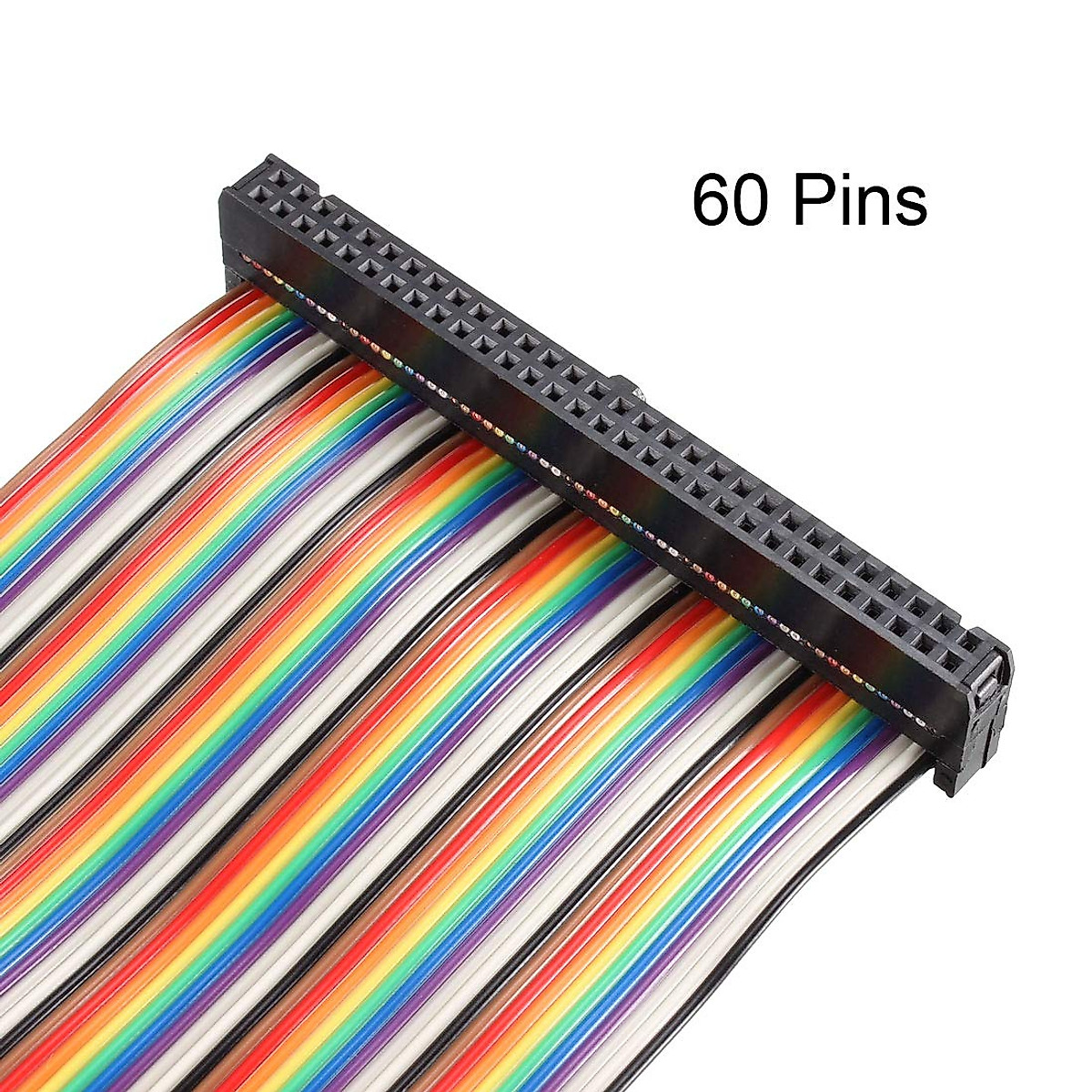 uxcell IDC Rainbow Wire Flat Ribbon Cable 60P A-type FC/FC Connector 2.54mm Pitch 1m/39.3inch Length