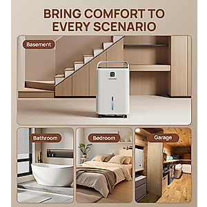 5,500 Sq. Ft Dehumidifier for Basement, VEAGASO 80 Pints Dehumidifiers for Home, Large Room, Bedroom with Drain Hose, Intelligent Humidity Control, Auto Shut Off, Auto Defrost, 1.37 Gal Water Tank