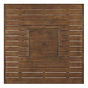 Signature Design by Ashley Paradise Trail Square Bar Table with Fire Pit, Medium Brown