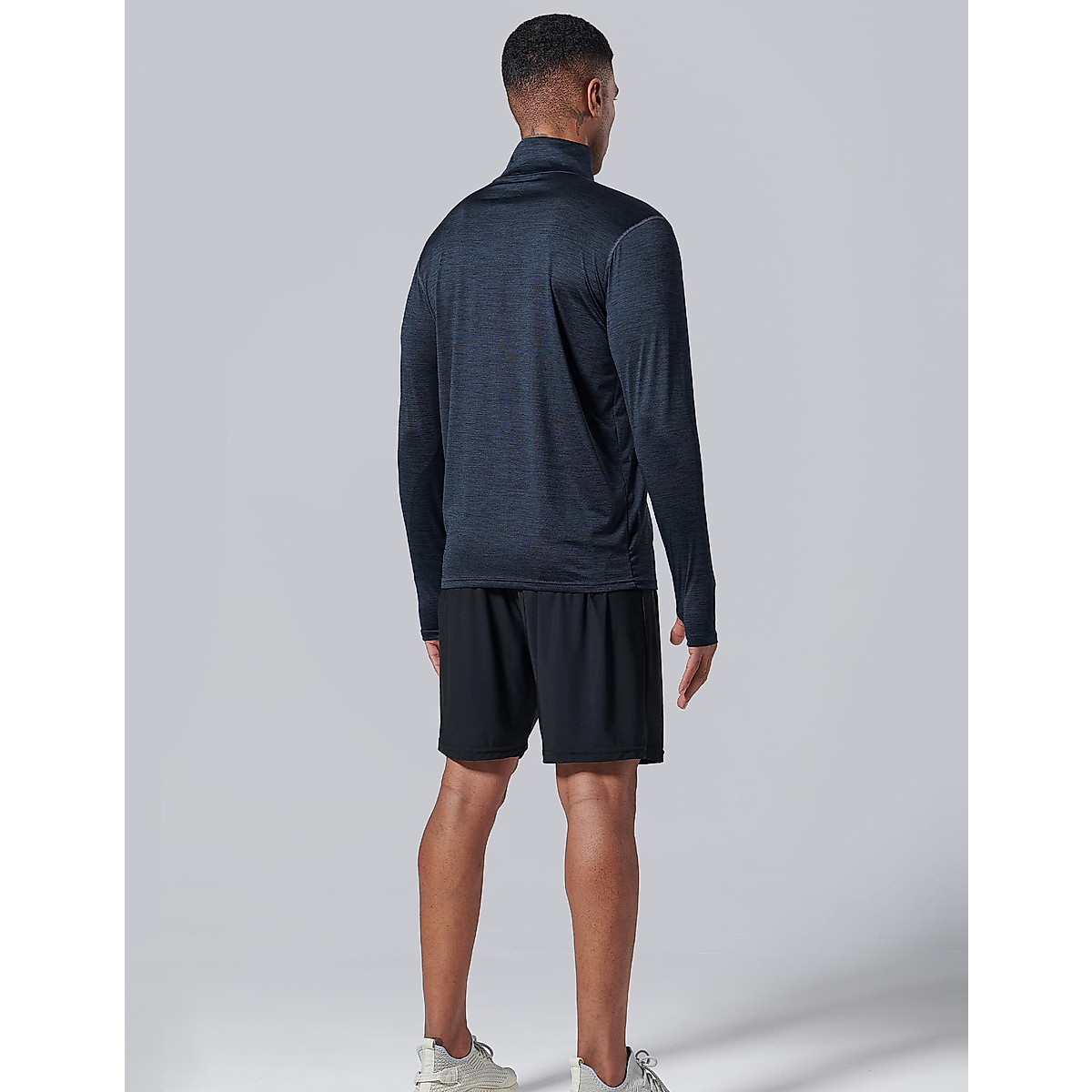 3 Pack: Men's Quarter 1/4 Zip Pullover Long Sleeve Workout Jackets, Athletic Dry Fit Running Shirts (Set 1, Medium)