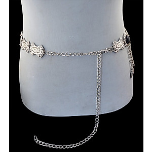 Idealway Vintage Turkish Gypsy Alloy Coin Belly Body Chain Waist Chain Beach Bohemian Festival Body Coin Belt Belly Jewelry for Women … (Body chain black)