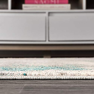 JONATHAN Y CTP104A-5 Contemporary POP Modern Abstract Vintage Indoor Area -Rug, Transitional, Bohemian Easy -Cleaning,Bedroom,Kitchen,Living Room,Non Shedding, Cream/Blue, 5 X 8