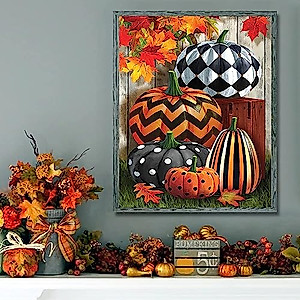 Thanksgiving Fall Diamond Painting Kits for Adults - 6 Pack Fall Pumpkin Truck Gnome Diamond Art Kits 5D Paintings with Diamond Dots Full Drill Round Gem Art,for DIY Gift and Home Decor12x16inch