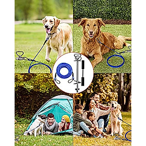 Dog Tie Out Cable and Stake,360° Swivel Dog Yard Stake and Leash - Heavy Duty 304 Stainless Steel Dog Anchor-Holds 1 Large Dogs Over 150LBS Easily-Dog Chain for Yard Outdoor Camping