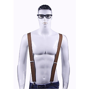 Cedrainy Adjustable Elastic Suspenders for Men's and Women's with X Back Suspenders for Casual & Formal(Coffe)