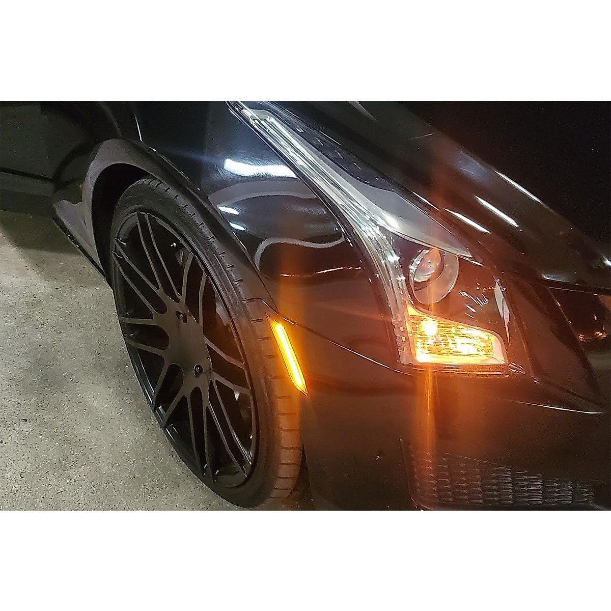 iJDMTOY Smoked Lens 27-SMD Amber Full LED Bumper Side Marker Light Kit Compatible With 2013-2014 Cadillac ATS, 2017-up Cadillac XT5; Compatible With 2019-up Chevy Blazer, Replace Amber Sidemarkers