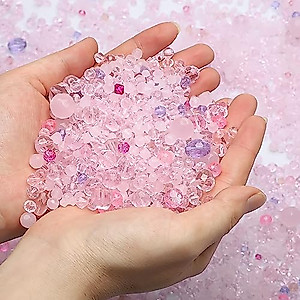 YUANZHIRUN Assorted Glass Beads for Jewelry Making, Half Pound Crystal Beads Bracelet Making Kit, Including Over 10 Shaped Glass Beads, Bicone Crystal Beads for DIY Crafts Necklaces (Pink Series)