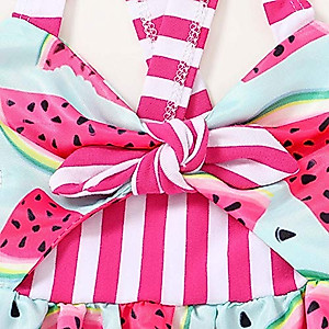 YOUNGER TREE Toddler Baby Girl Summer Clothes Sleeveless Watermelon Print Dress Backless Strap Skirt Outfit (Watermelon, 6-12 M)