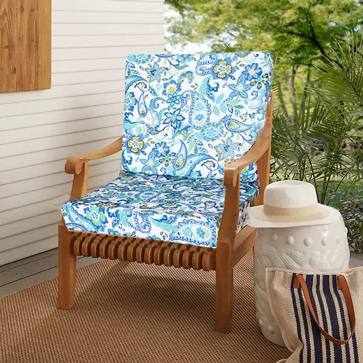 EHouseHome Patio Chair Seat Cushion Covers,Washable UV Resistant Slip Covers Replacement,Waterproof Outdoor Furniture Cushion Pillow Seat Cover for Couch,Garden,Sofa,22"×22"×4"(4 Covers Only,Paisey)