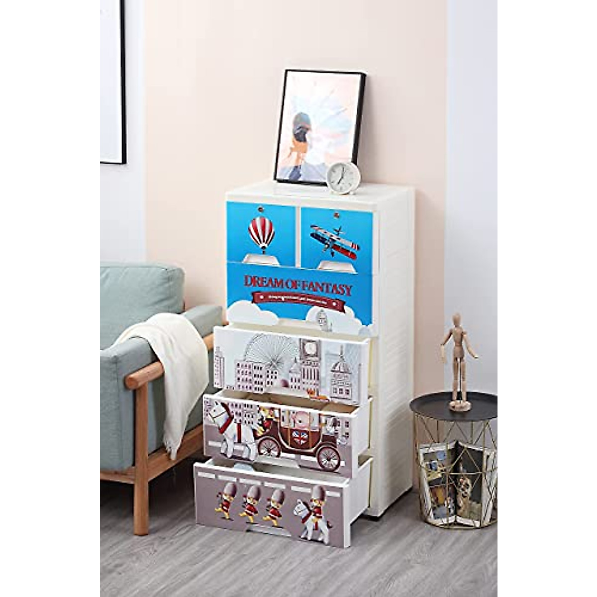 Vividness Plastic Drawers Dresser,Tall Dresser,Sturdy Organizer Unit,Easy Pull Closet Drawers,Storage Cabinet for Clothing,Nursery,Bedroom-6 Drawers (London)