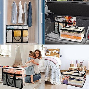 6Pack Clear Clothes Storage Bags, Vinyl Comforter Blanket Storage Bags Closet Organizers and Storage Containers Moving Bags with Reinforced Handle for Bedding, Clothing, Comforters, Pillows, Toys,40L