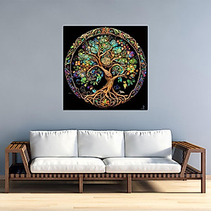 JFYHAB DIY 5D Diamond Painting Kits for Adults Diamond Art Tree of Life Diamond Painting Full Drill Crystal Rhinestone Embroidery Craft Kits for Home Wall Decor Gifts, 12x12inch